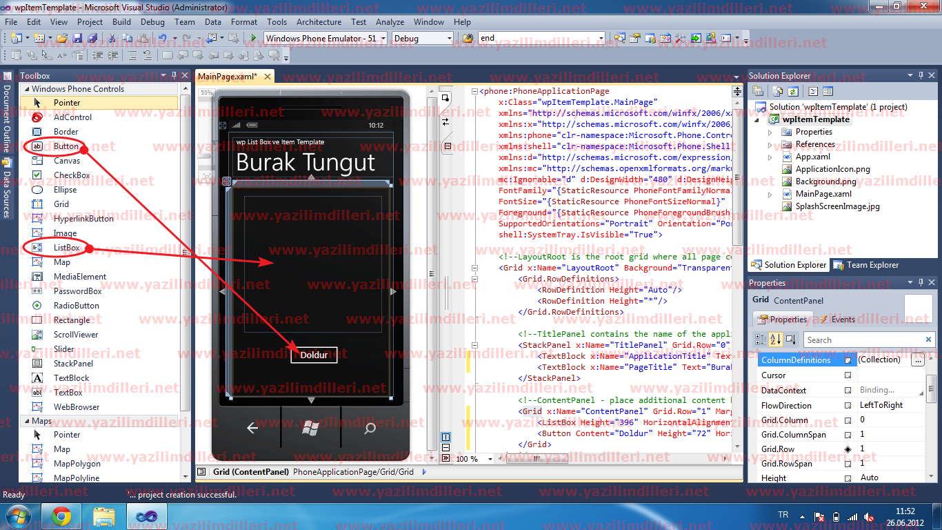 Windows Phone 7.1 Listbox ve ItemTemplate - Makale - Yazılım Dilleri
