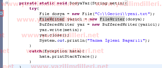 Java Text Dosyası Oluşturma - Makale - Yazılım Dilleri