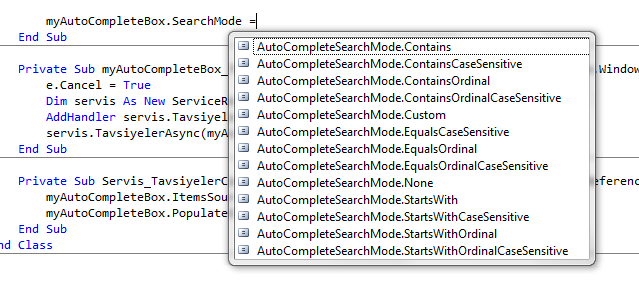 Silverlight Toolkit'ten AutoCompleteBox kullanımı. - Makale - Yazılım Dilleri